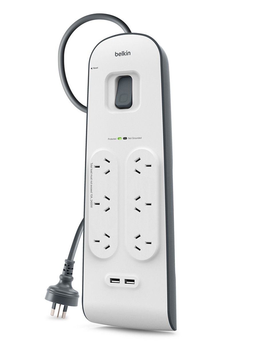 Buy the Belkin 6-Outlet with 2 USB-A Ports - Telstra